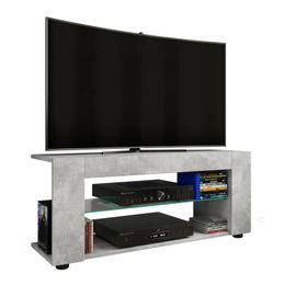 Vcm Holz TV Lowboard Fernsehschrank Konsole Fernsehtisch Fernseh Glas Plexalo XL (Farbe: Beton-Grau)