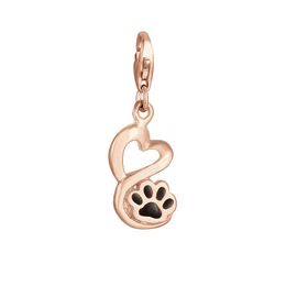 NENALINA Charm Anhänger Herz Pfote Hund Tierliebe 925 Silber (Farbe: Rosa)