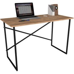 Vcm Holz Metall Schreibtisch Computertisch Arbeitstisch Bürotisch Büro Industrie Styl Insasi (Farbe: Honig-Eiche)