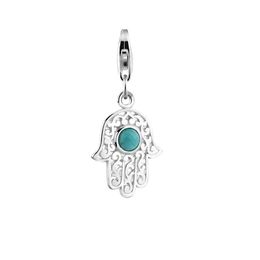 NENALINA Charm Hamsa Hand Türkis Howlith Edelstein 925 Silber (Farbe: Silber)