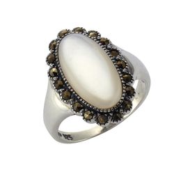 Zeeme Gemstones Ring 925/- Sterling Silber Markasit schwarz Geschwärzt (Größe: 056 (17,8))