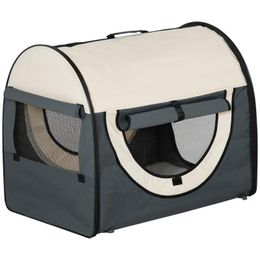 PawHut Hundetransportbox in Größe L (Farbe: dunkelgrau, creme)