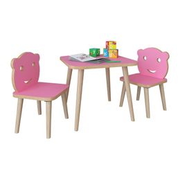 Vcm 3-tlg. Sitzgruppe Kinderzimmer Kindermöbel Tisch Stuhl Kinder LiLuLa (Farbe: Pink)