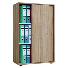 Vcm Holz Büroschrank Aktenregal Lona 3 Fächer Schiebetüren (Farbe: Sonoma-Eiche (Sägerau))