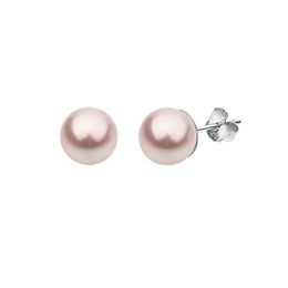 NENALINA Ohrringe Basic Synthetische Perle 925 Silber (Farbe: Rosa)