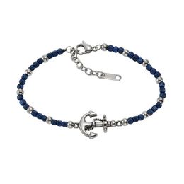 F Armband Edelstahl Hämatit blau, braun 19+3,5cm Glänzend (Farbe: blau)