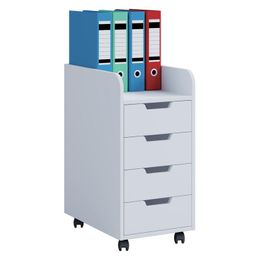 Vcm Holz Büroschrank Rollcontainer Konal Mini mit Schublade (Farbe: Weiß)