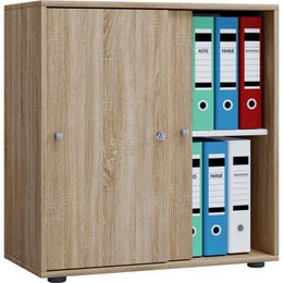 Vcm Holz Büroschrank Aktenregal Lona 2 Fächer Schiebetüren (Farbe: Sonoma-Eiche (Sägerau))