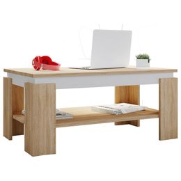 Vcm Holz Beistelltisch Couchtisch Sofatisch Wohnzimmertisch Rolas (Farbe: Sonoma-Eiche / Weiß)