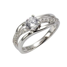 Zeeme Silber Ring 925/- Sterling Silber Zirkonia weiß Glänzend (Größe: 062 (19,7))