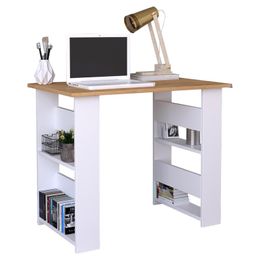 Vcm Holz Schreibtisch Computertisch Arbeitstisch Bürotisch Büro Tisch Efilo (Farbe: Weiß / Honig-Eiche)