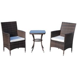 Outsunny Rattan-Sitzgruppe als 3-teiliges Set (Farbe: braun)