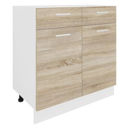 Vcm Küchenschrank Breite 80 cm Schublade Unterschrank Küche Küchenmöbel Esilo (Farbe: Weiß / Sonoma-Eiche)