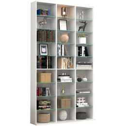 Vcm Holz CD DVD Standregal Bücherregal Raumteiler Deko Regal Glas Zilas XL (Farbe: Weiß)