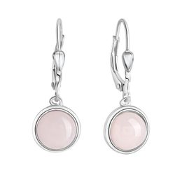 Zeeme Gemstones Ohrringe 925/- Sterling Silber Rosenquarz rosa 2,7cm Rhodiniert