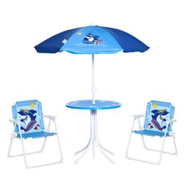 Outsunny Kindersitzgruppe mit Tisch und Sonnenschirm (Farbe: blau)