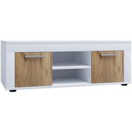 Vcm Holz TV Lowboard Möbel Fernsehschrank Tisch Konsole Fernsehtisch Breite 102 cm Usilo L (Farbe: Weiß / Honig-Eiche)
