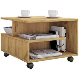 Vcm Holz Couchtisch Sofatisch Wohnzimmertisch Rollen rollbar Kaffeetisch Stango S (Farbe: Honig-Eiche)