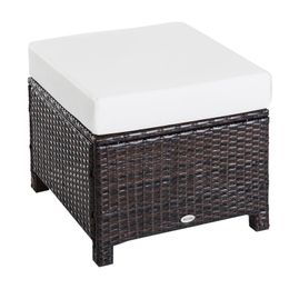 Outsunny Poly Rattan Hocker mit Polsterauflage (Farbe: braun)