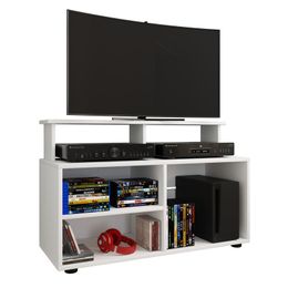 Vcm Holz TV Lowboard Fernsehschrank Konsole Fernsehtisch Fernseh Glas Balansia (Farbe: Weiß)