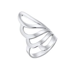 NENALINA Ring Basic Welle Geo Modern 925 Sterling Silber (Farbe: Silber, Größe: 56 mm)