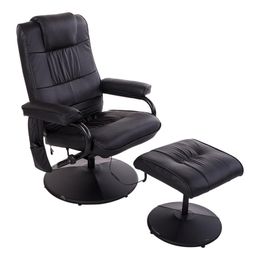 HOMCOM Fernsehsessel Entspannung-Pur, Sessel und Hocker drehbar (Farbe: schwarz)