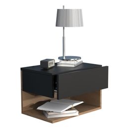 Vcm Holz Wandschublade Nachtschrank Wandboard Schublade Konsole Nachttisch Usal XL 45 cm (Farbe: Schwarz / Honig-Eiche)