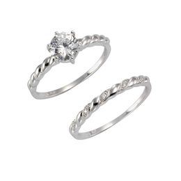 F Ring Set 925/- Sterling Silber Zirkonia weiß Glänzend (Größe: 058 (18,5))