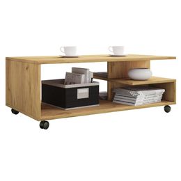 Vcm Holz Couchtisch Sofatisch Wohnzimmertisch Rollen rollbar Kaffeetisch Stango XL (Farbe: Honig-Eiche)