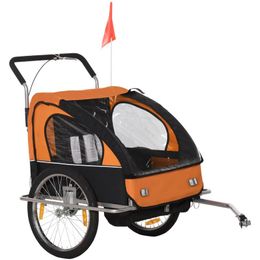 HOMCOM Kinderanhänger mit Staufach (Farbe: orange, schwarz)