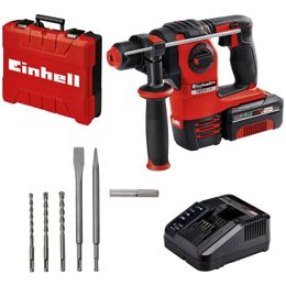 Einhell Akku-Bohrhammer HEROCCO Kit +5, Inkl. Akku 18V/3Ah, Ladegerät, Bit- Adapter, Bohrer, Meißel, rot|schwarz