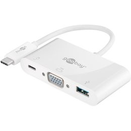 goobay USB-Verteiler USB-C Multiport Adapter USB und VGA Buchse (5 Gbit/s Übertragungsrate