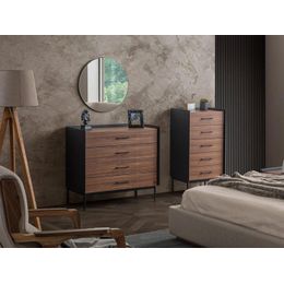 JVmoebel Schlafzimmer-Set Modern Schlafzimmer Design Komplett 3tlg 2x Kommode Rund Spiegel
