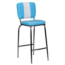 lovingHome® Barhocker Tresenstuhl Barhocker Barstuhl American Diner 50er Jahre Blau Weiß (1 Stück