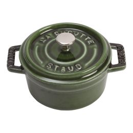 Staub La Cocotte Mini 10 cm, rund, Basilikum-Grün, Gusseisen