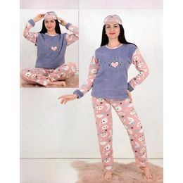 Selef Creation Pyjama Flauschige Pyjama Set für Winter Schlafanzug 3Tlg