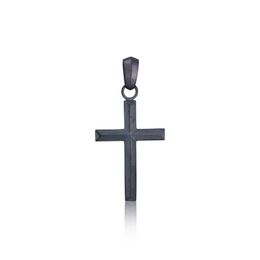 Kuzzoi Kettenanhänger Kreuz Modern 925 Silber, schwarz