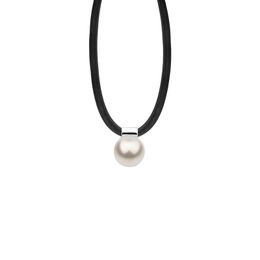 NENALINA Halskette Kautschuk Synthetische Perle 925 Silber (Farbe: Weiß, Größe: 42 cm)