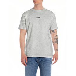 Replay T-Shirt, Rundhals-Ausschnitt, Logo-Print, für Herren, grau, L