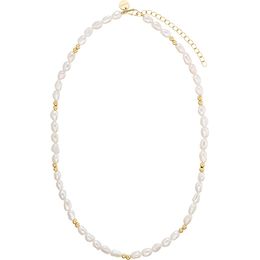 NOELANI Damen Perlenkette "2031716", 925er Silber mit Süßwasser-Zuchtperlen, gold