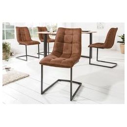 Riess Ambiente Design Freischwinger Stuhl MIAMI hellbraun Metallgestell matt schwarz