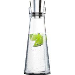 Emsa Karaffe 515675 Flow Slim, automatische Verschlusskappe, Ausgießer, mundgeblasenes Glas, 1 L, weiß