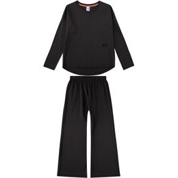 Sanetta Schlafanzug, Rundhals-Ausschnitt, Gummibund, für Kinder, schwarz, 140