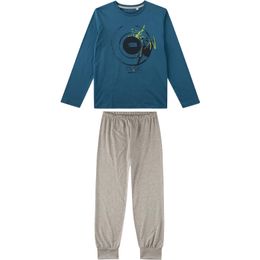 Sanetta Schlafanzug, Baumwolle, Print-Motiv, für Kinder, blau, 164