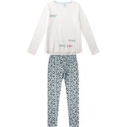 Sanetta Schlafanzug, Rundhals-Ausschnitt, Print-Motiv, für Kinder, weiß, 140