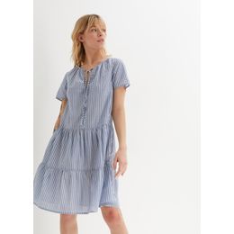 bonprix Sommer-Tunika-Kleid aus reiner Baumwolle, blau, 100% Baumwolle