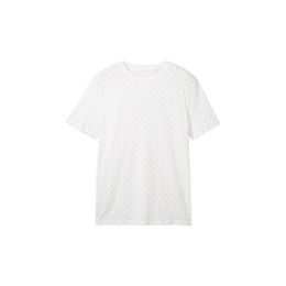 Tom Tailor Denim Herren T-Shirt mit Allover-Print, weiß, Allover Print, Gr. XL