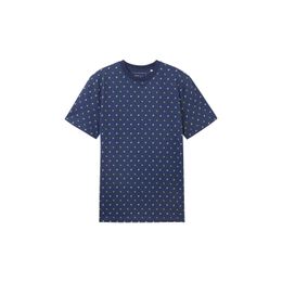 Tom Tailor Denim Herren T-Shirt mit Allover-Print, blau, Allover Print, Gr. XXL