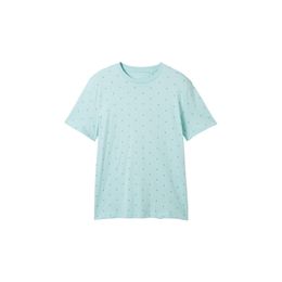 Tom Tailor Denim Herren T-Shirt mit Allover-Print, blau, Allover Print, Gr. S
