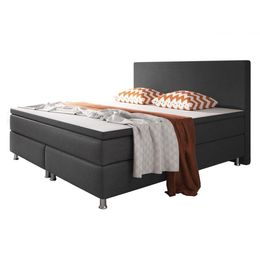 IHG Boxspringbett BERLIN 180x200 cm Webstoff Anthrazit